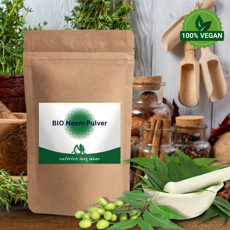 BIO Neem Blatt Pulver | vegan | 100 g | natürlich lang leben