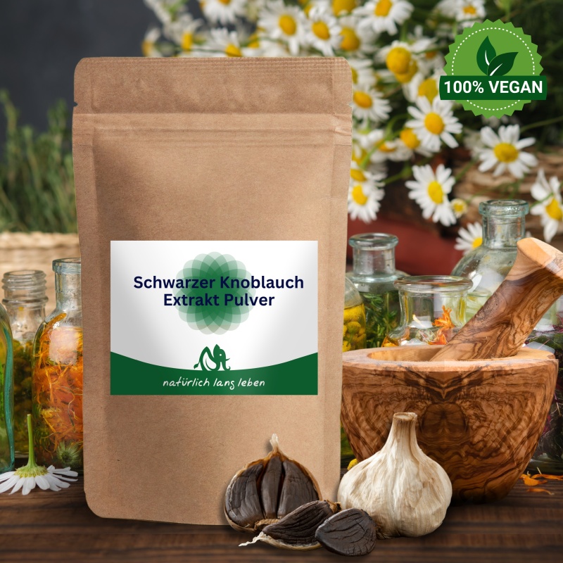 Schwarzer Knoblauch Extrakt Pulver| 100 g | vegan | natürlich lang le